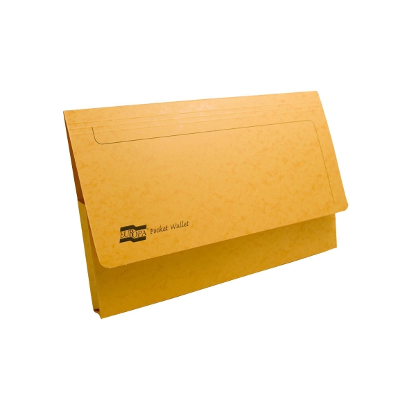 Europa Document Wallets, 265gsm, 36X23cm - Yellow, Pack of 25
