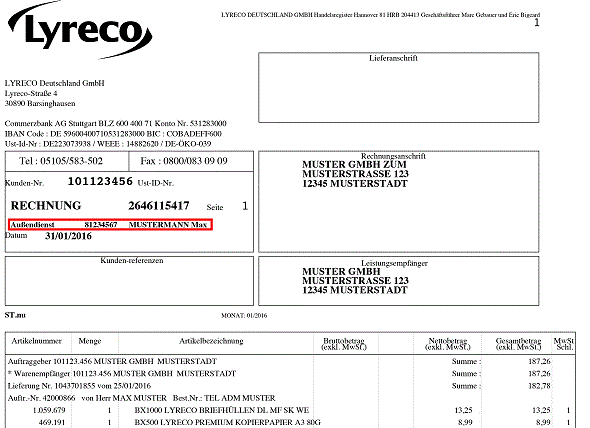 Anfrage für eine Kundennummer